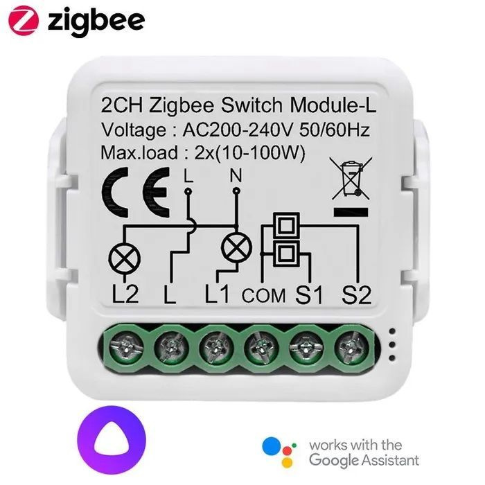 Умное реле ZigBee на 2 линии, без нуля, работает с Алисой - купить с ...