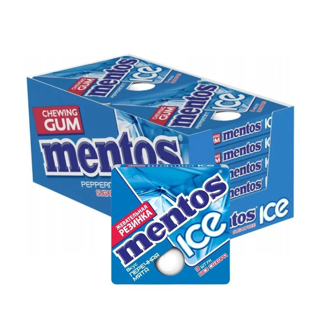 Жевательная резинка Mentos Ice Перечная мята, 12 шт по 12 грамм ...