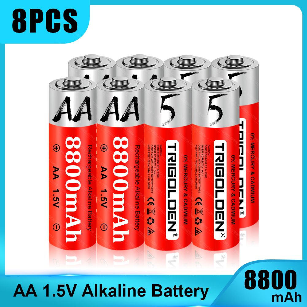 TRIGOLDEN Аккумуляторная батарейка AA, 1,5 В, 8800 мАч, 8 шт - купить с ...