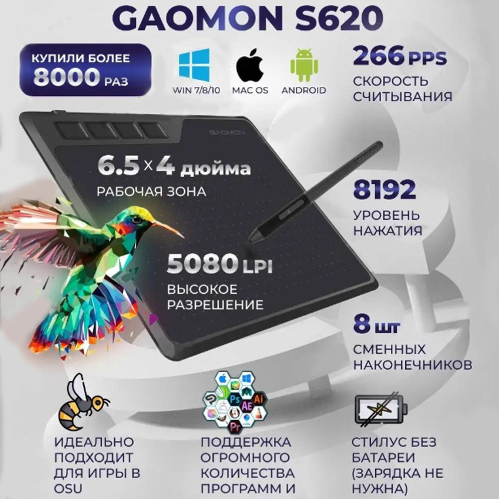 Графический планшет для рисования учебы OSU Gaomon S620 - купить с ...