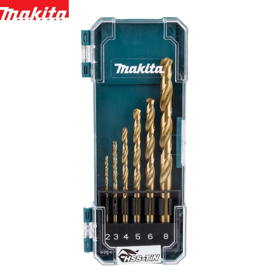 Набор сверл по металлу MAKITA HSS-TiN Economy 6 штук 2,3,4,5,6,8 мм. (D ...