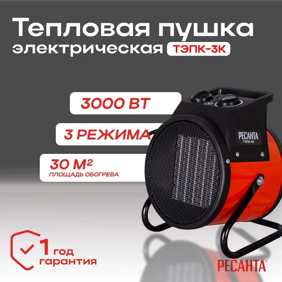 Тепловая электрическая пушка ТЭПК-3K (керам.нагревательный элемент ...