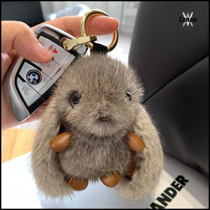 Брелок, настоящая норка, плюшевая игрушка длинноухий кролик, брелок для ...