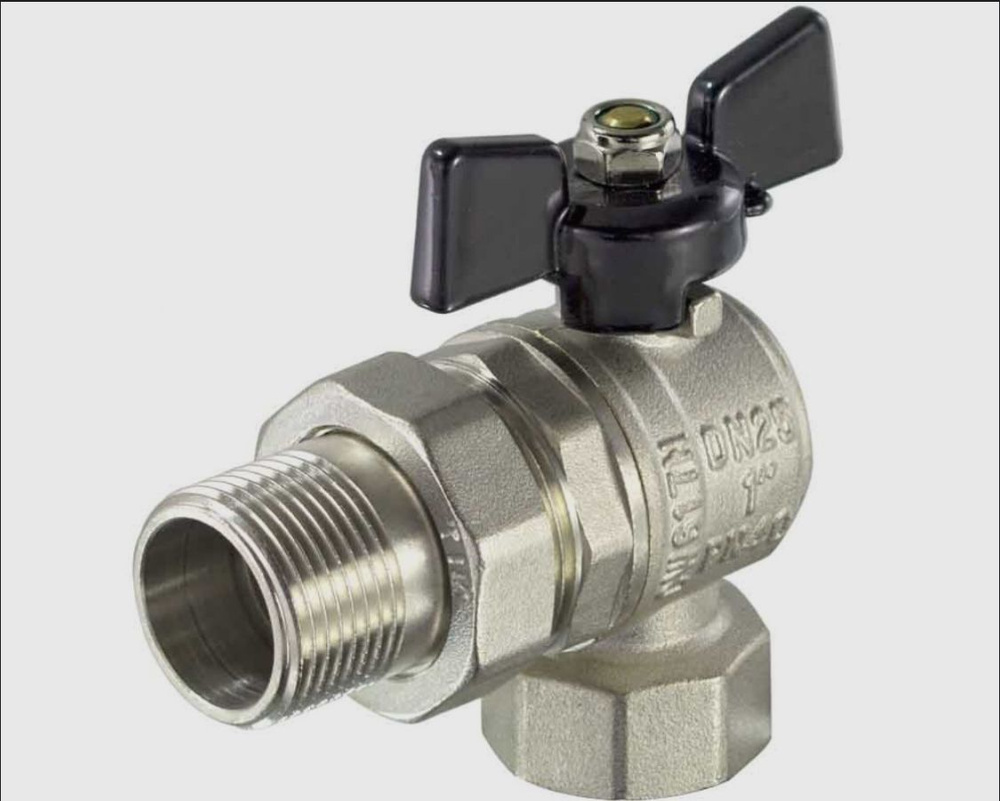 Кран угловой с американкой 3/4" ВН-НР, никелированный "STRONG" (ручка ...