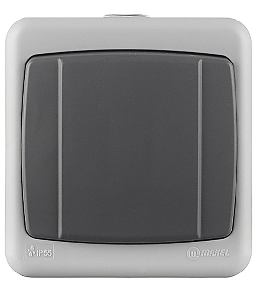 Выключатель Makel 36064001 одноклавишный открытая установка серый IP55 купить на OZON по низкой ...
