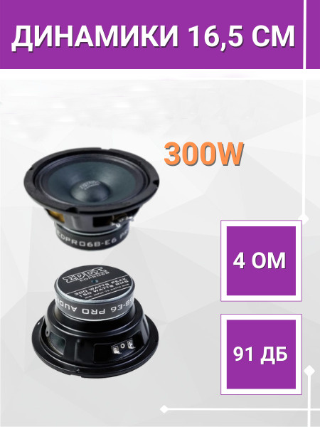 Динамики автомобильные EDGE EDPRO6B-E6 (2шт) колонки для автомобиля 16.5 см, среднечастотная ...