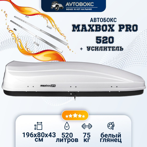 Автобокс MaxBox Pro 520 белый глянец, с усилителем 196х80х43 см ...