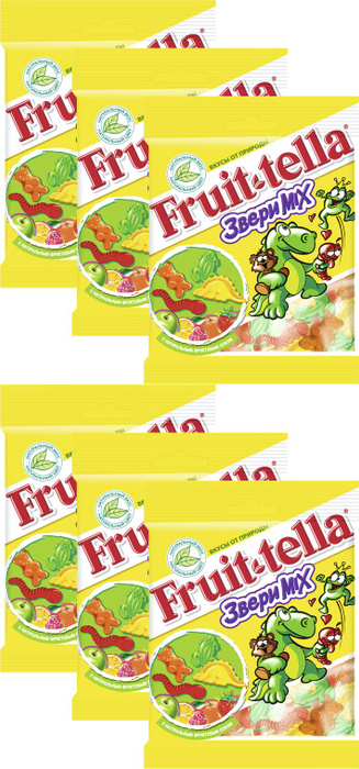 Мармелад Fruittella Звери Mix жевательный, комплект: 6 упаковок по 70 г - купить с доставкой по ...