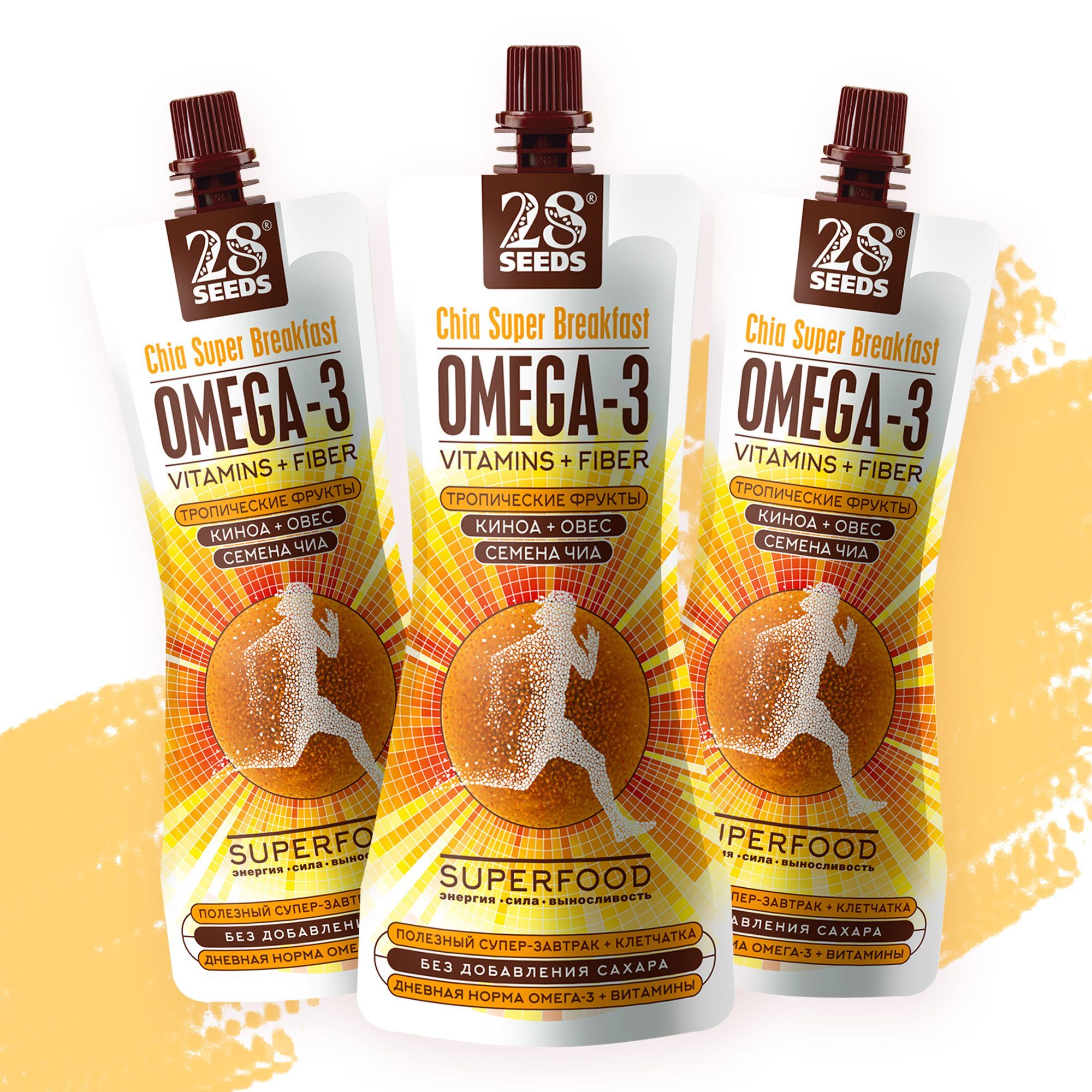 Супер-завтрак 28SEEDS, смузи без сахара Чиа Омега-3 Лесные ягоды, омега 6, клетчатка, протеин ...