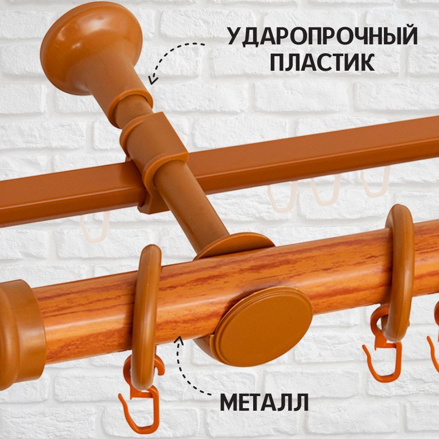 Карниз круглый 2 ряда Delfa Составной - купить по доступным ценам в интернет-магазине OZON ...