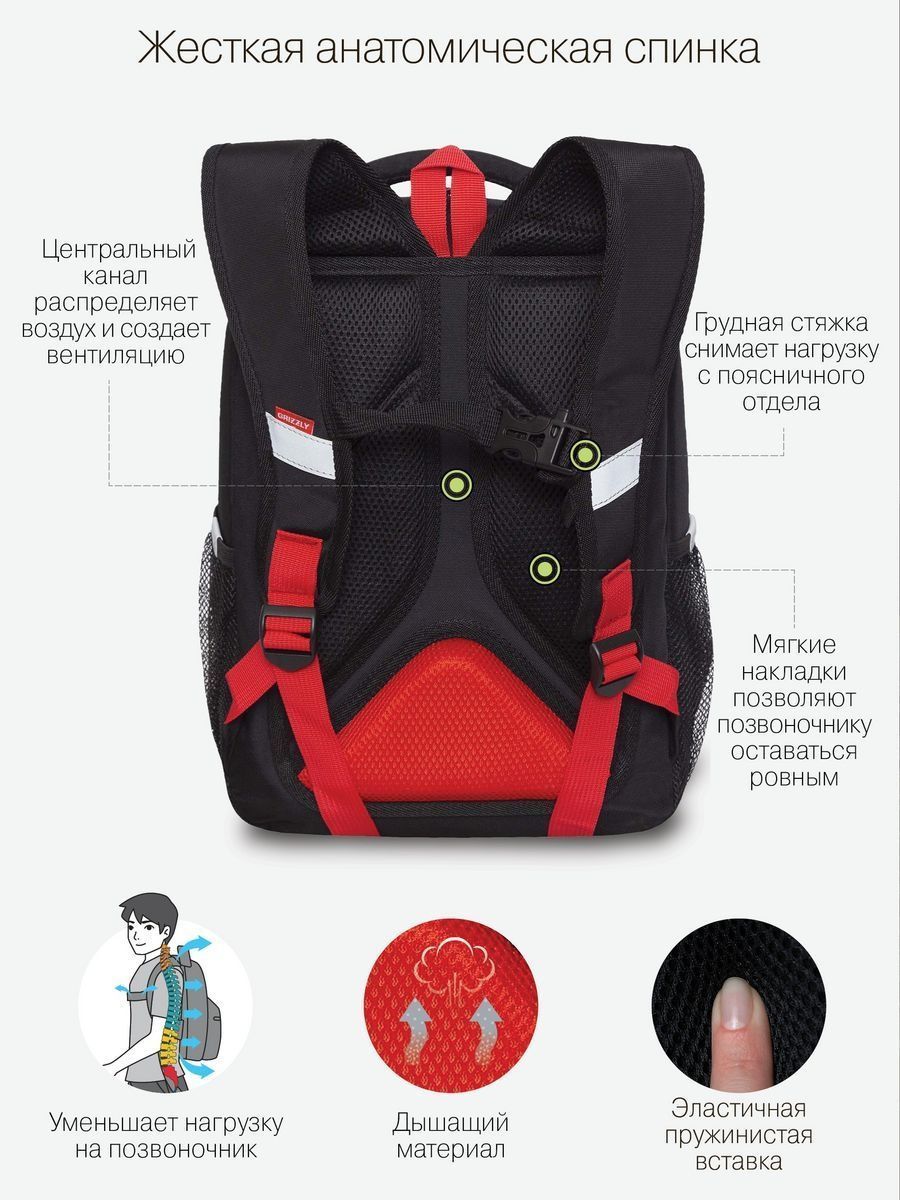 Ранец школьный для мальчика с ортопедической спинкой GRIZZLY / портфель ...