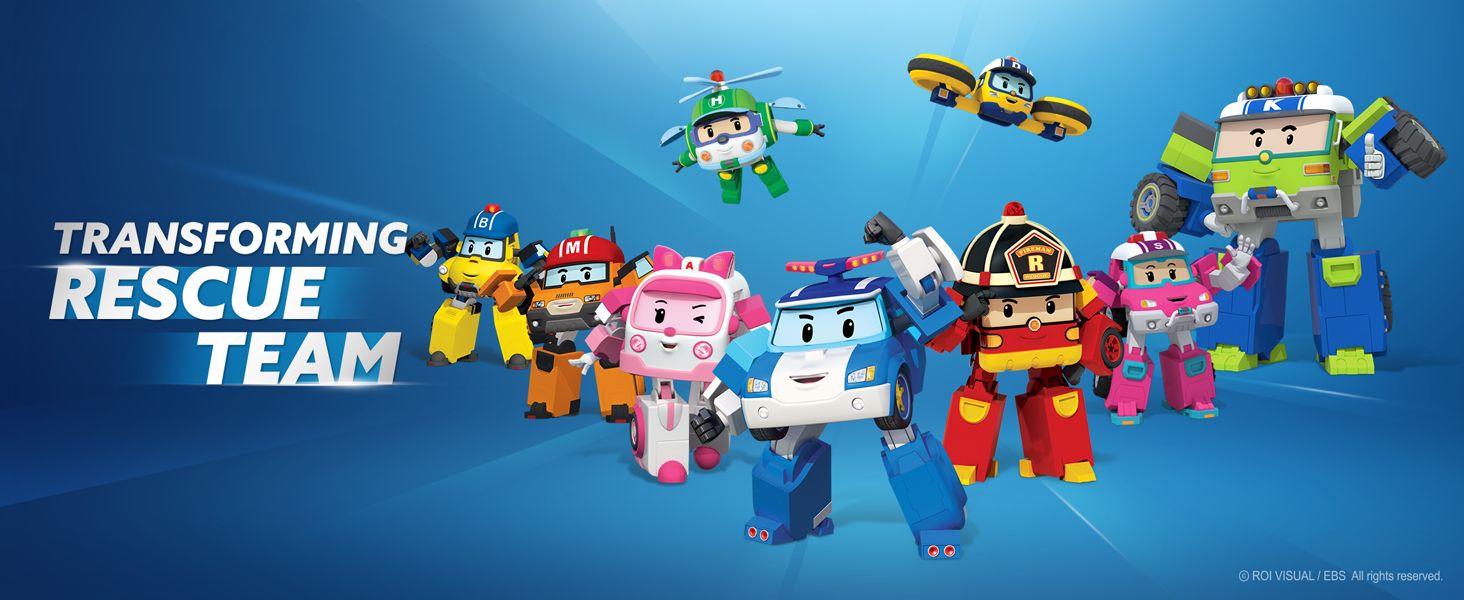 Набор из 4 игрушек Robocar Poli Поли + Эмбер + Рой + Хелли-роботы ...
