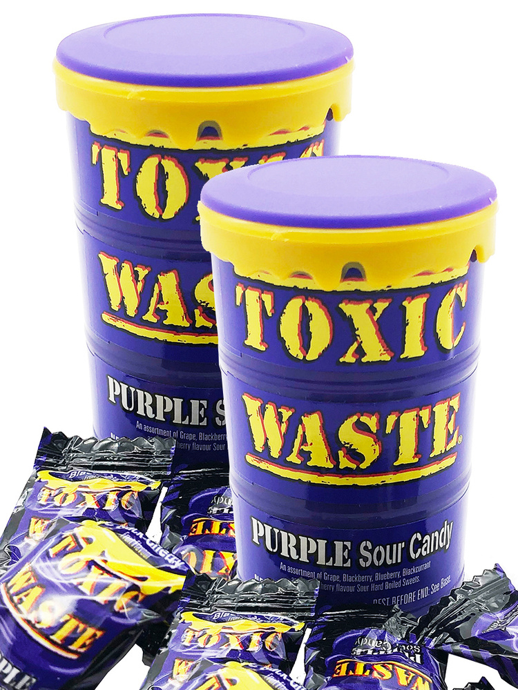 Кислые леденцы Toxic Waste Purple Sour Candy (фиолетовая бочка), 42 г ...