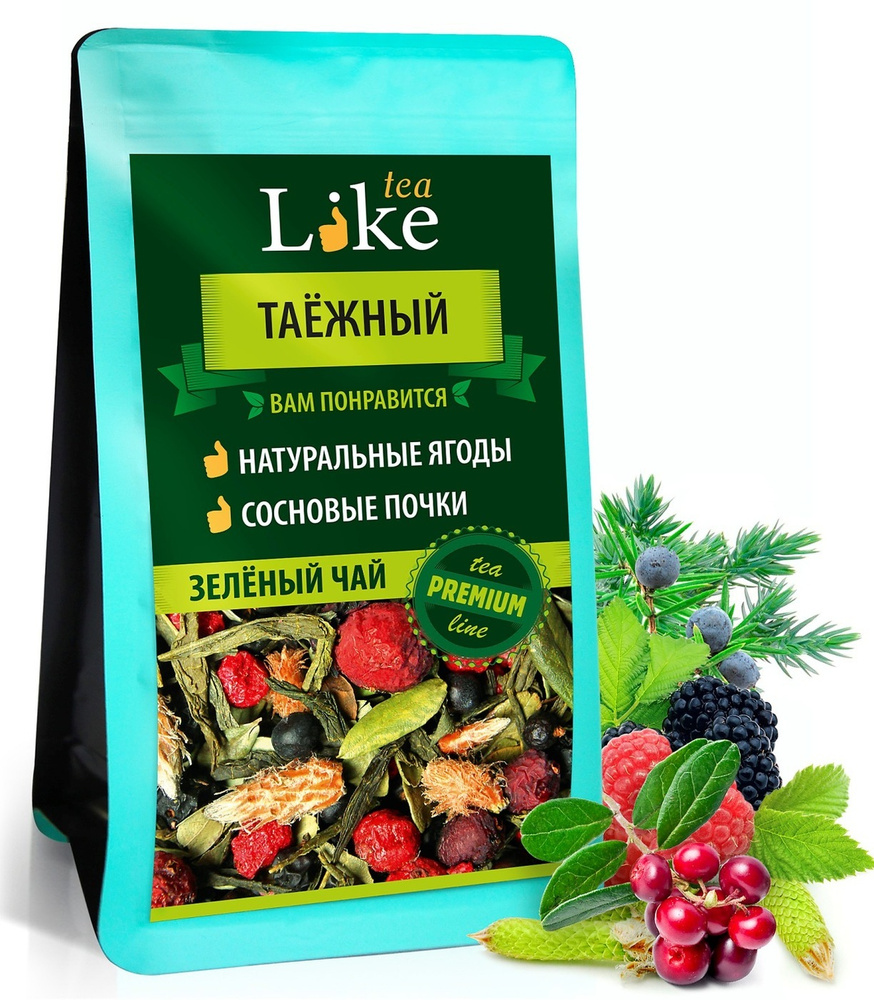 Чай зеленый LIKE Tea Таежный, с натуральными ягодами и сосновыми ...
