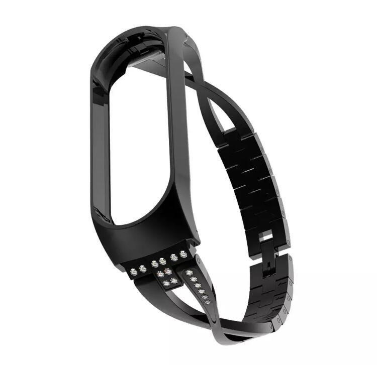 Ремешок женский металлический для Mi Band 5 / Mi Band 6 (черный ...