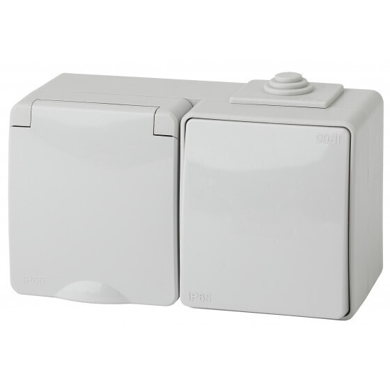 Блок розетка + выключатель влагозащищённый IP65 11-7601-03 накладная ...