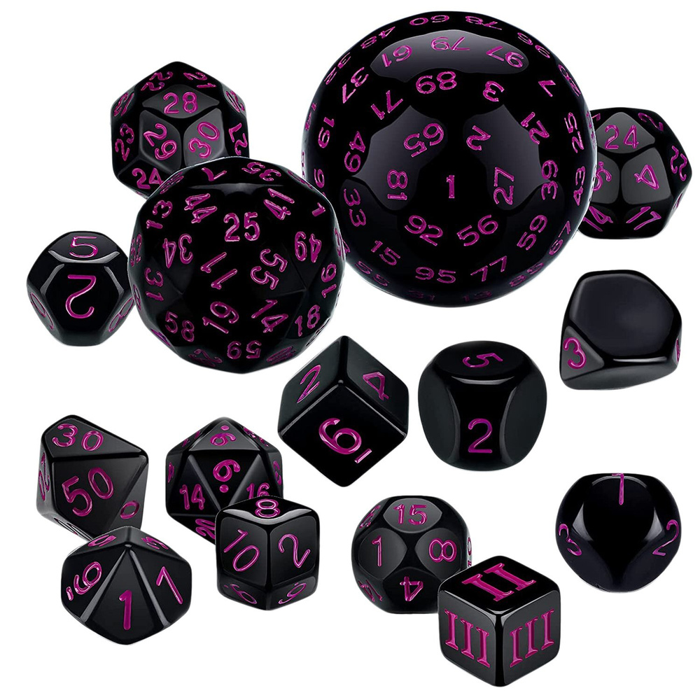 Полный набор из 15 многогранных игральных костей DND D3-D100 для ...