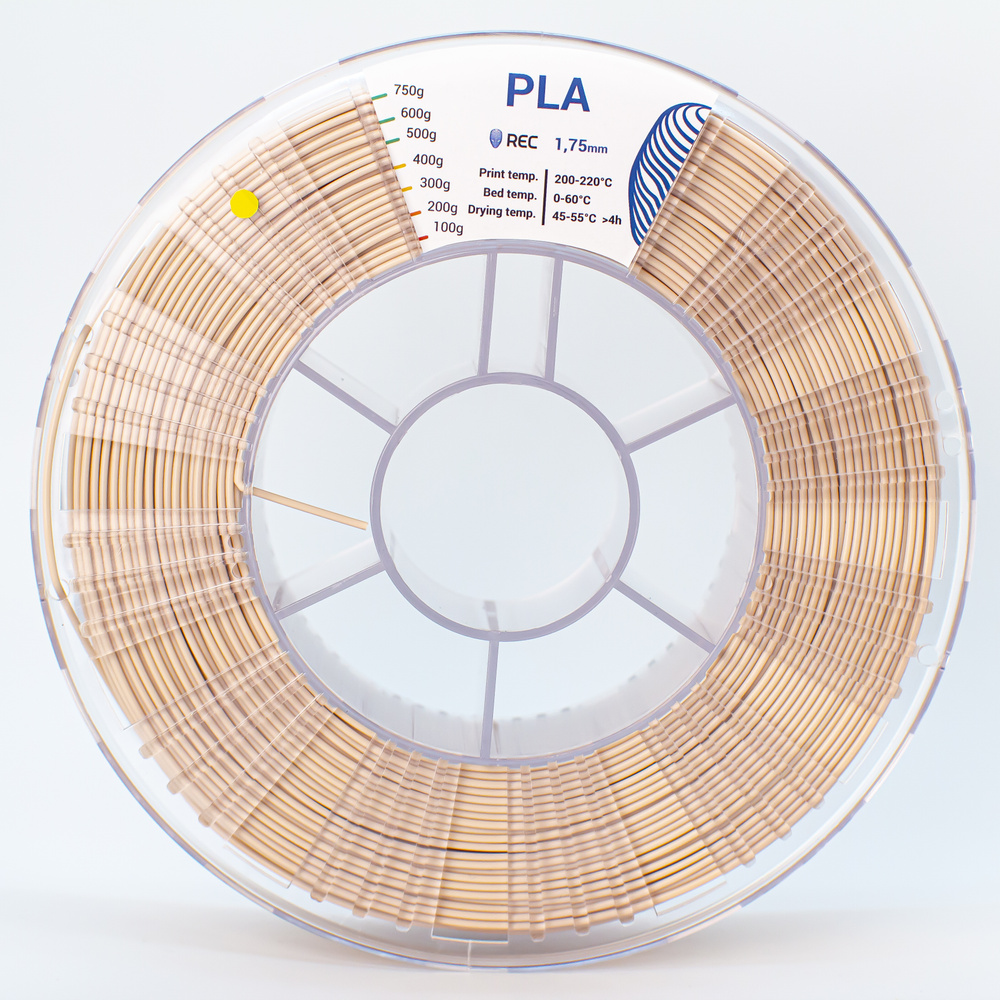 ПЛА пластик для 3д печати REC филамент PLA бежевый RAL1035 750 гр 1.75 ...