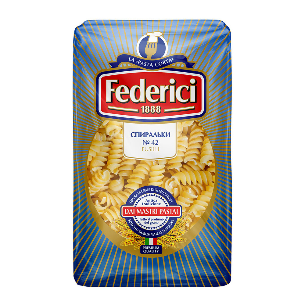 Макароны Federici Fusilli спирали №42, из твёрдых сортов пшеницы, 500 г ...