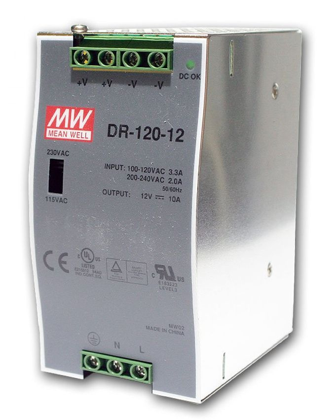 Mean Well DR-120-12, 12В, 10А, 120Вт Cтабилизированный блок питания ...