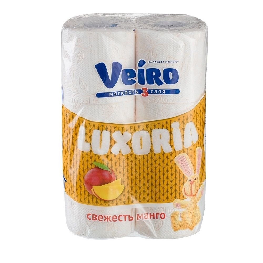 Бумага туалетная Veiro Luxoria, 3 слоя, белая, целлюлоза, 15 м, 6 ...