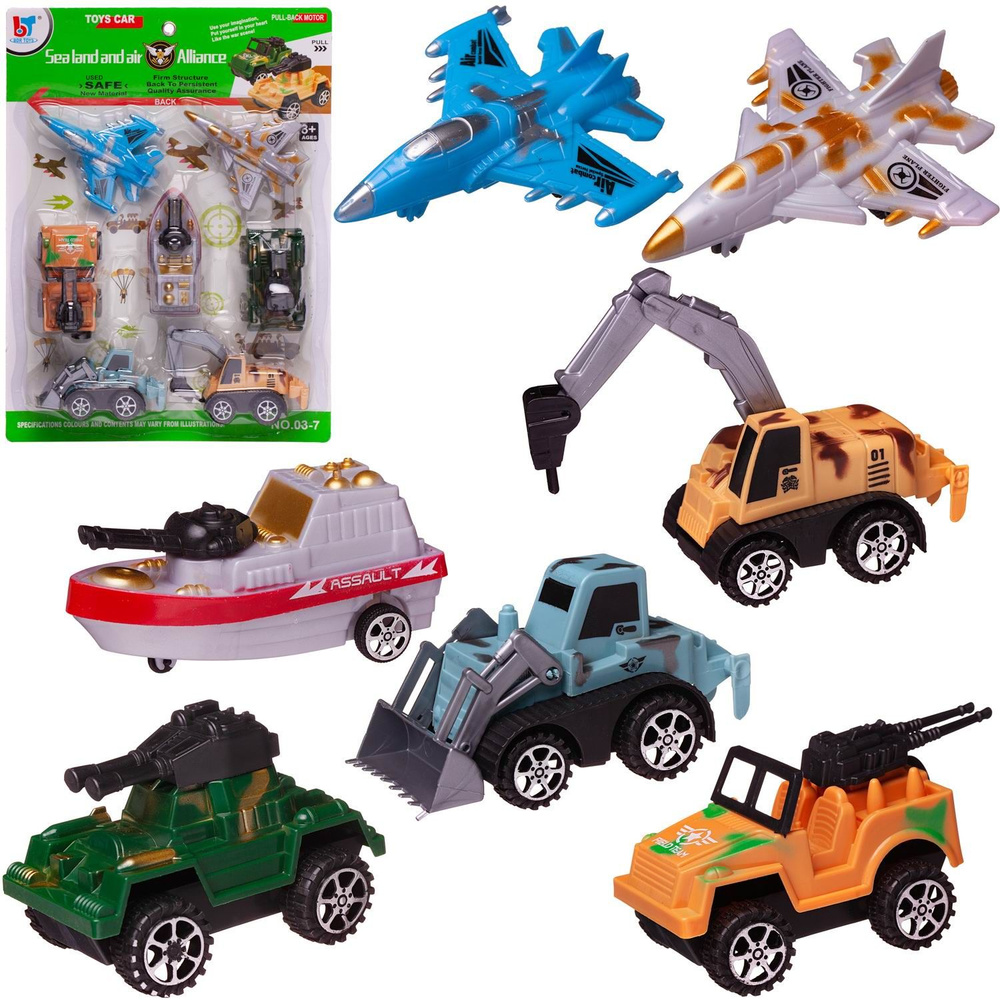 Игровой набор Junfa На боевом посту 7 инерционных, пластмассовых машин - купить с доставкой по ...