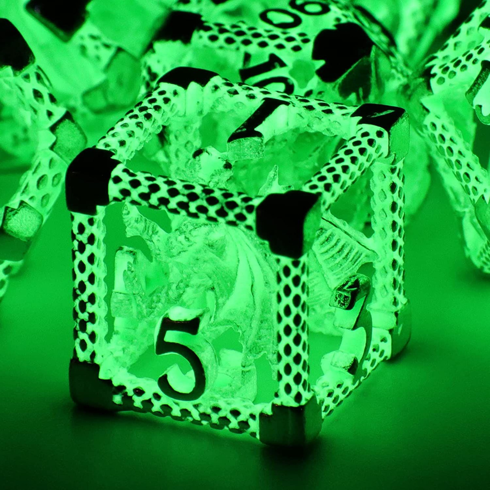 HNCCESG Glow-in-the-Dark DND Metal Dice Set Polyhedral Glow, D&D для ...