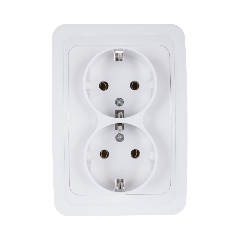 Розетка UNIVersal для скрытой проводки, двойная, 16А, с/з белая ...