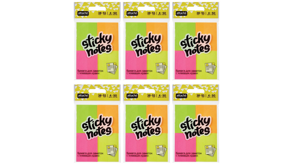 Стикеры Attache Selection 6 шт., листов: 50 - купить с доставкой по выгодным ценам в интернет ...