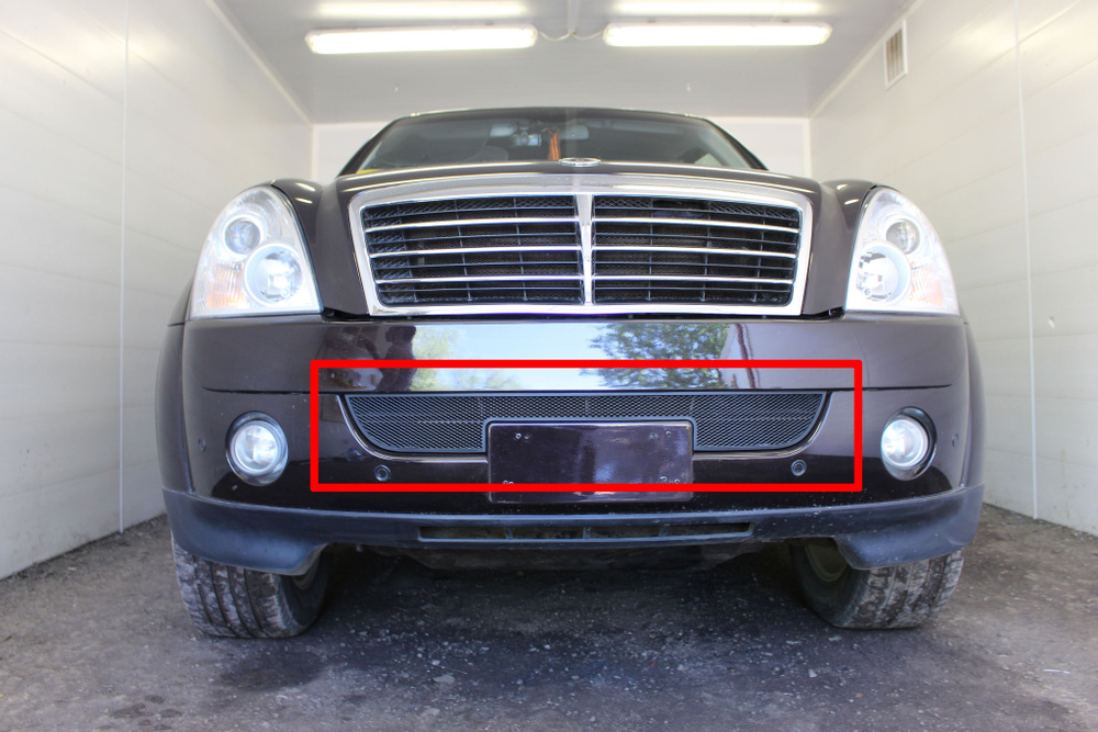 Защитная сетка радиатора черная SsangYong Rexton (2006-2012) / съемная ...