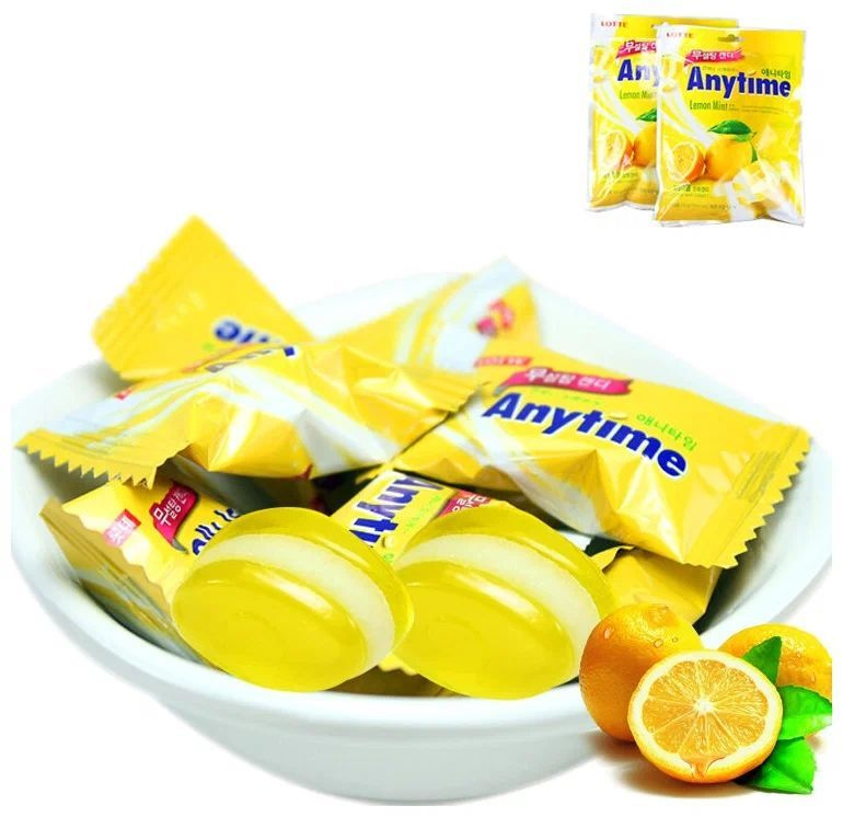 Конфеты с ксилитолом без сахара Lotte Anytime Lemon Mint со вкусом ...