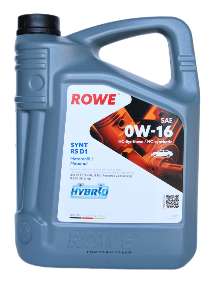 Масло моторное ROWE 0W-16 Синтетическое - купить в интернет-магазине ...