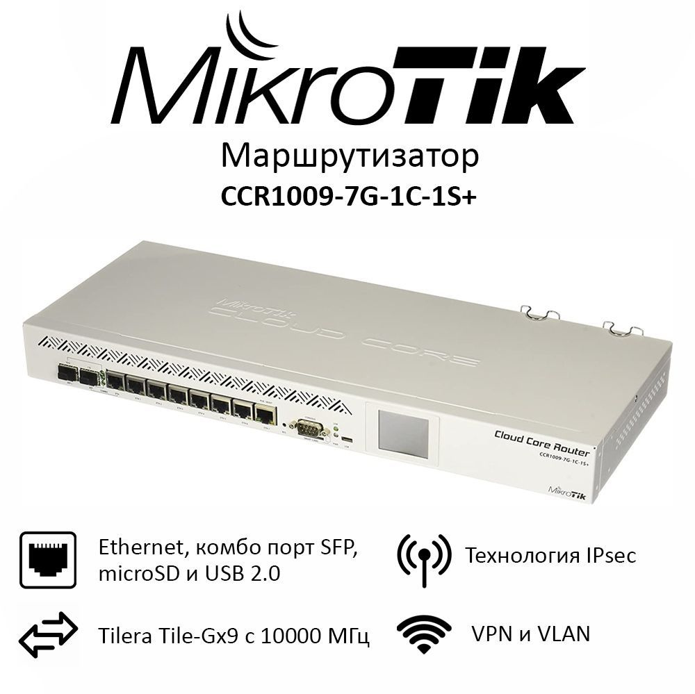Роутер MIKROTIK CCR1009-7G-1C-1S+, белый, 2.4 ГГц купить по низкой цене ...