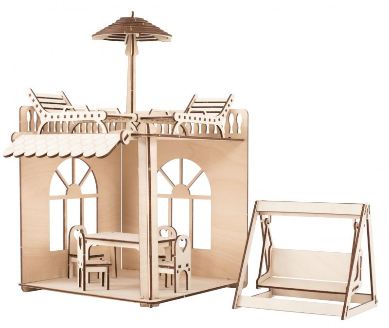 Набор для кукольного домика ХЭППИДОМ HK-M009 Пристройка с мебелью и качелями Premium - купить с ...