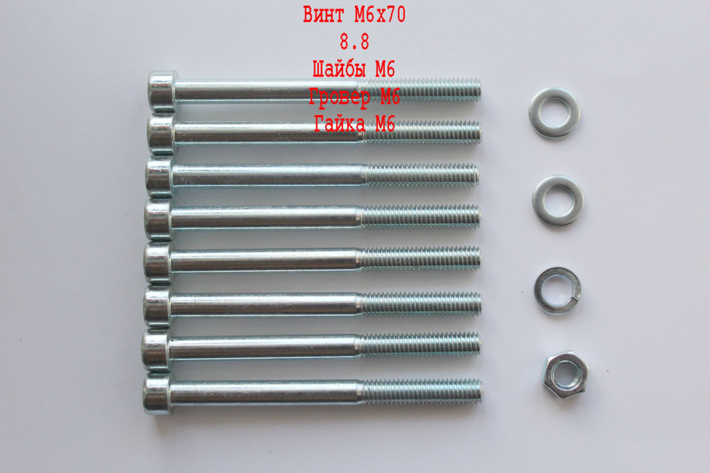 Винт M6 x 70 мм, головка: Цилиндрическая, 8 шт. 170 г купить на OZON по низкой цене (1062998589)