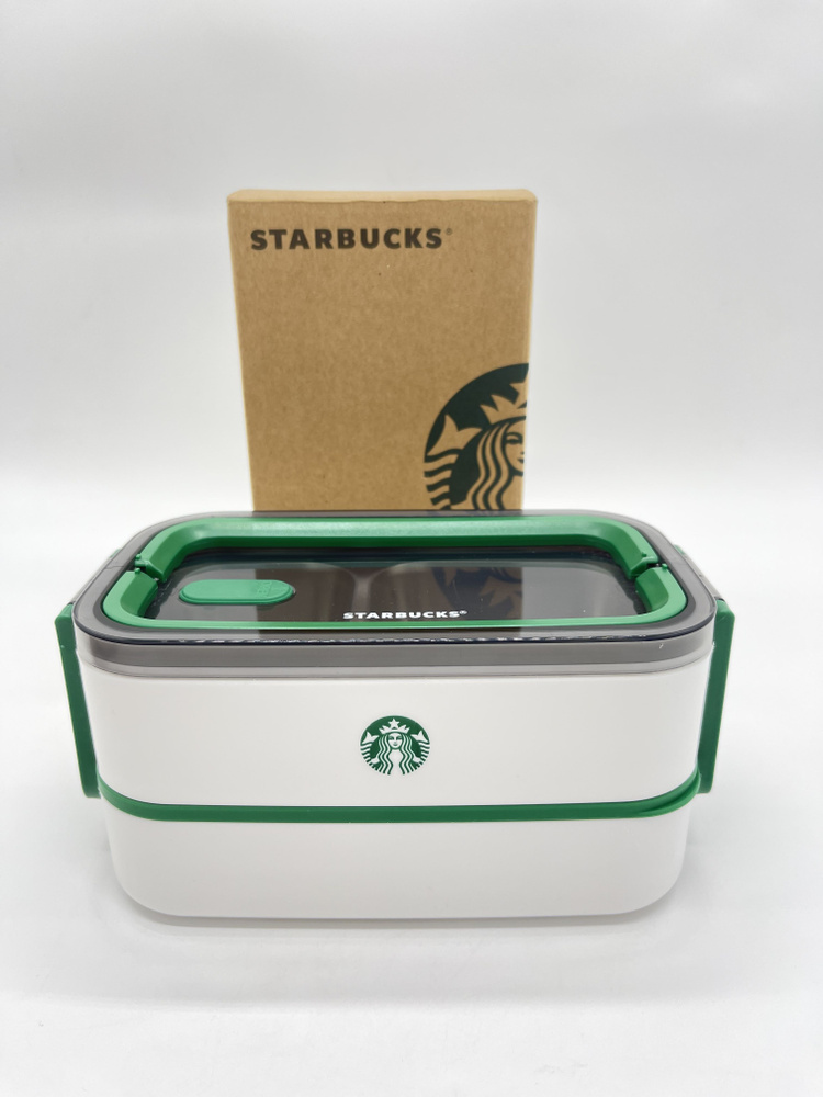 Ланч-бокс Starbucks, 1400 мл, 1 шт, зеленый, белый - купить по выгодной ...