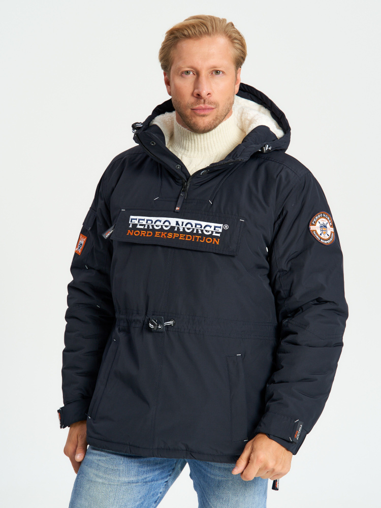 Анорак Мужской Fergo Карманы темно-синий Полиэстер, Хлопок, размер 54 ...