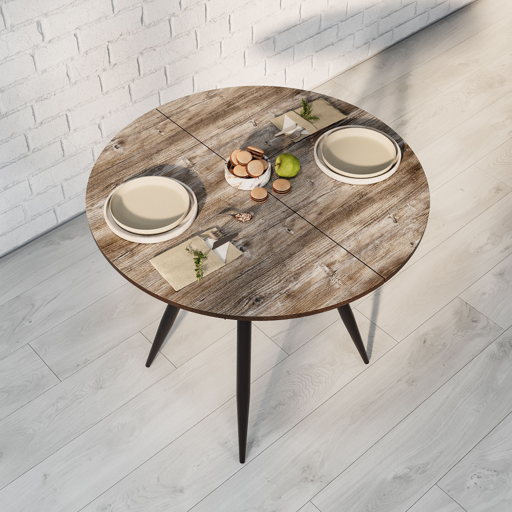 Стол обеденный ВВР Мебель Раздвижной Элип_Дуб крафт белый, 85х85х75.5 ...