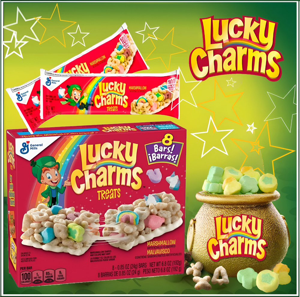 Батончики Lucky Charms Soft Baked Bars с хлопьями и маршмеллоу 8 шт х ...