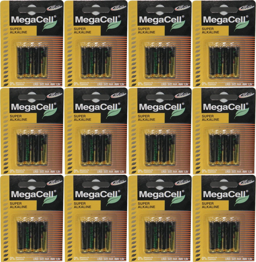 MEGACELL Батарейки мизинчиковые солевые ААА R03, 1.5 В, 4 шт, 12 уп ...