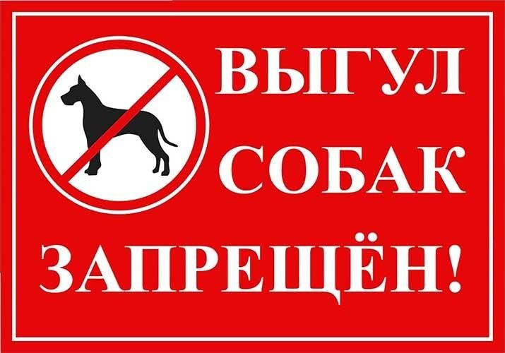 Выгул собак запрещен - табличка 30х20см ПЛАСТИК ПВХ, 30 см, 20 см ...