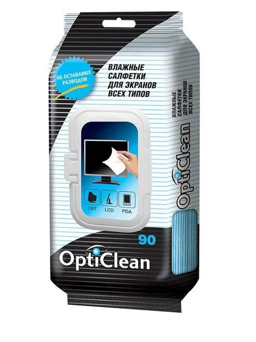 Влажные салфетки OptiClean для экранов всех типов (50шт х уп) , 4уп ...