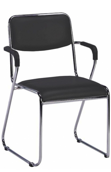 Кресло офисное Everprof Fix Plus Chrome экокожа, черный, для посетителей, конференций купить на ...