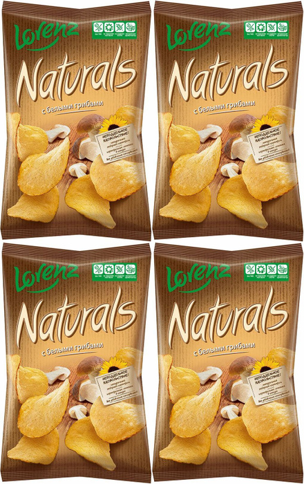 Чипсы картофельные Lorenz Naturals Белые грибы, комплект: 4 упаковки по ...
