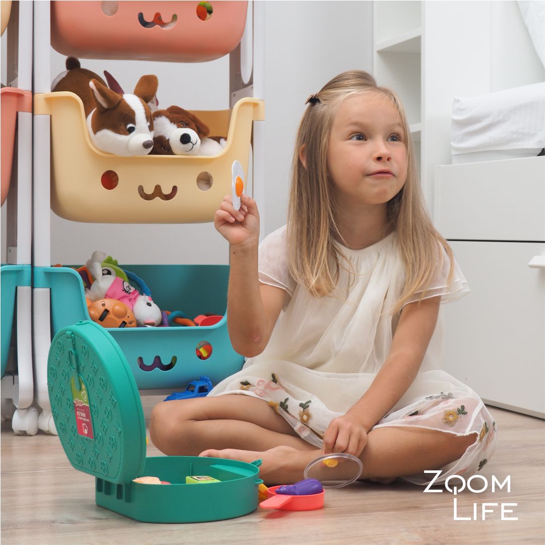 Стеллаж для игрушек пластиковый детский ZoomLife, комод для игрушек с 4 ...