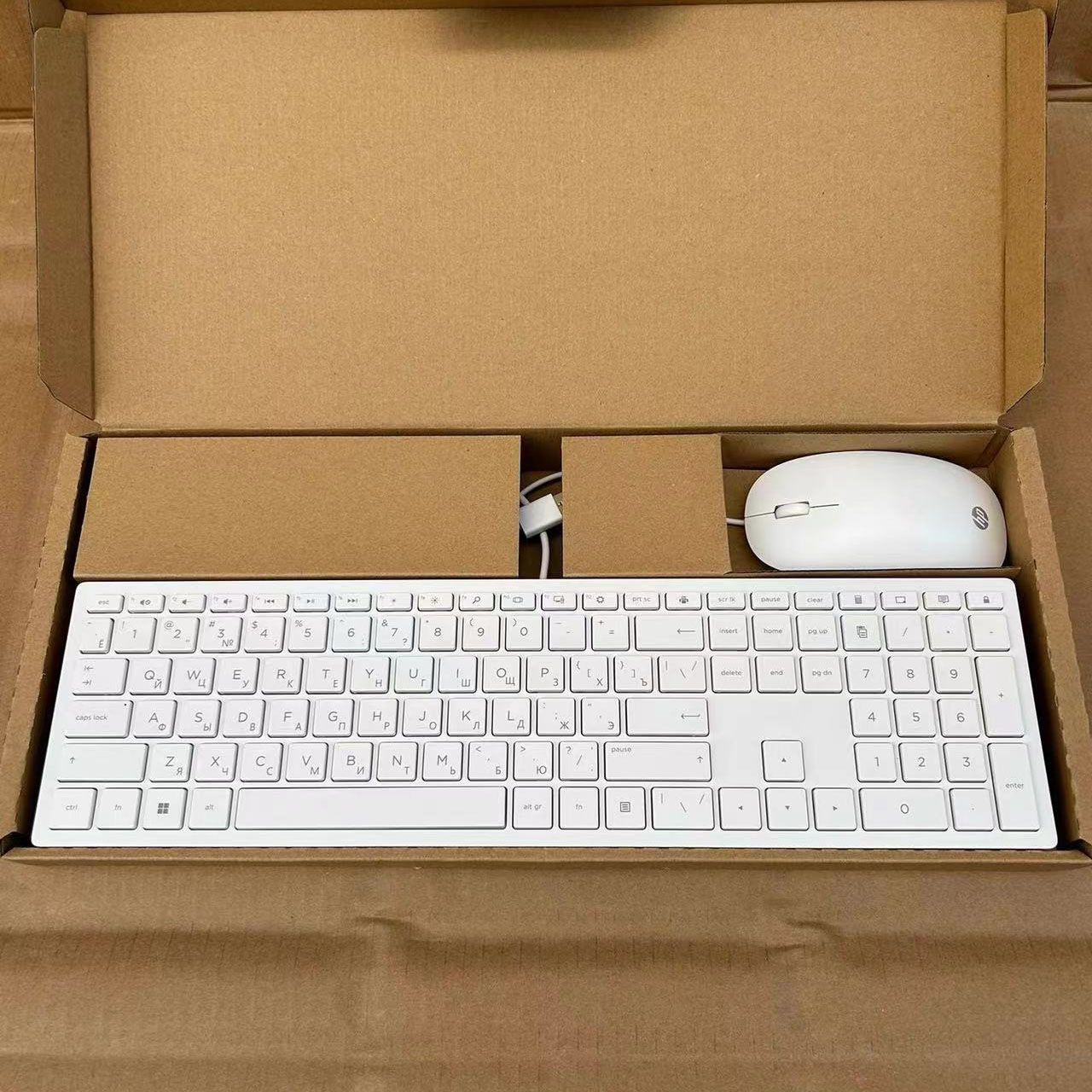 Клавиатура проводная и мышь HP TPC-C003K, Русская раскладка, Белый ...