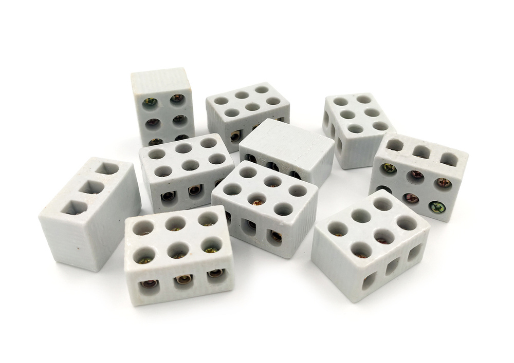 Колодка клеммная керамика винтовая, 3-х контактная, 10 шт. - купить с ...