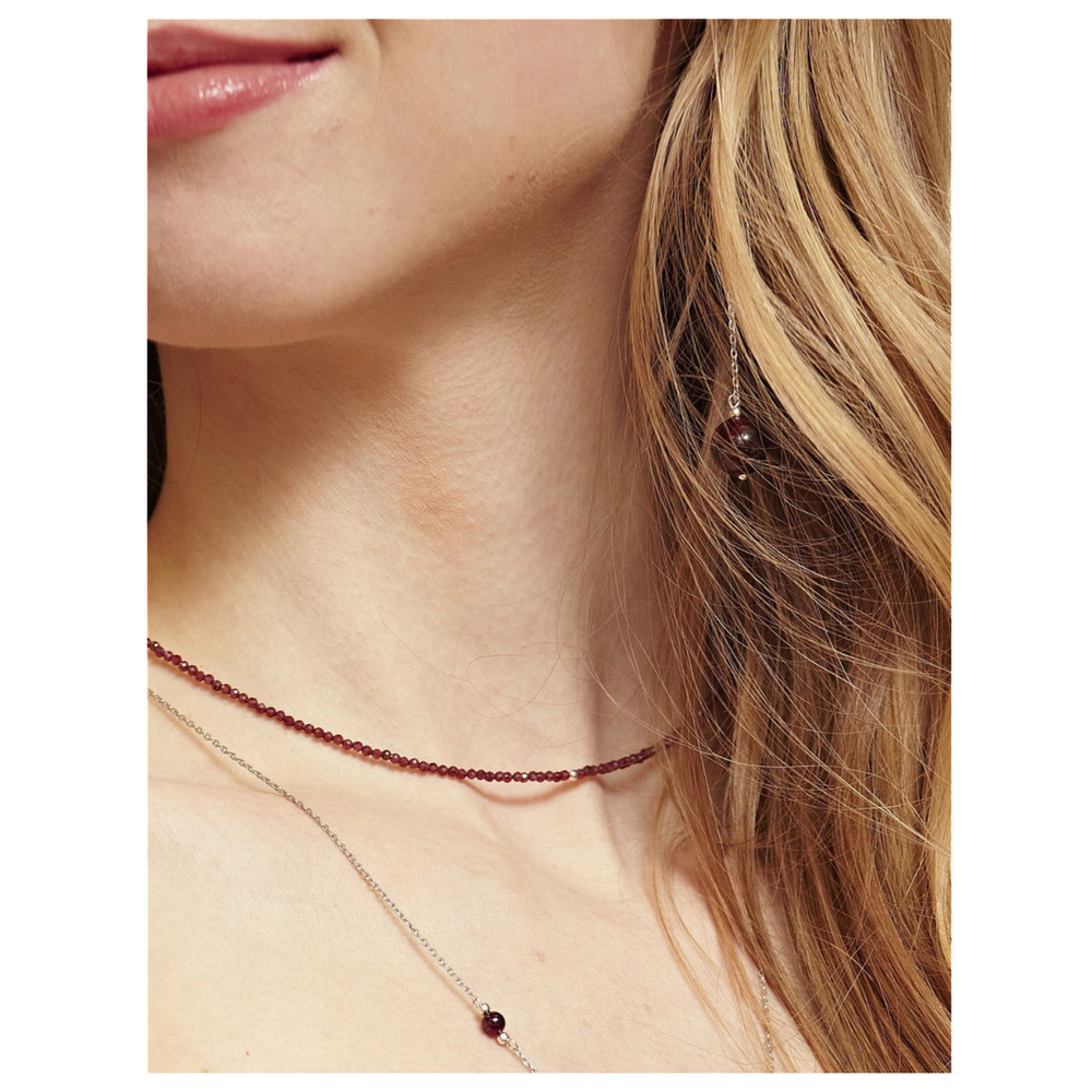 Amoleto.Чокер из граната 2 мм и серебра 925 - купить с доставкой по ...