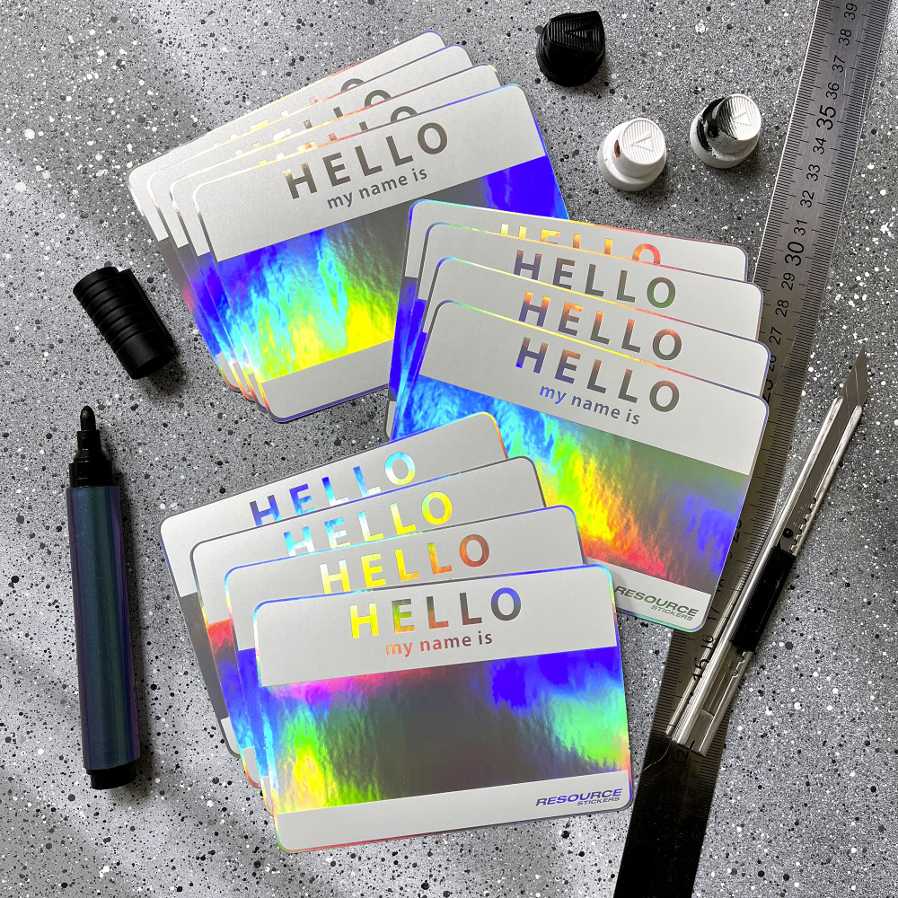 Виниловые стикеры для теггинга Hello my name is, наклейки Hello белые ...