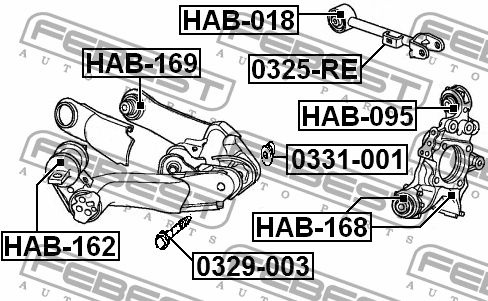 Сайлентблок цапфы зад прав лев Febest HAB-168 - купить по доступным ...